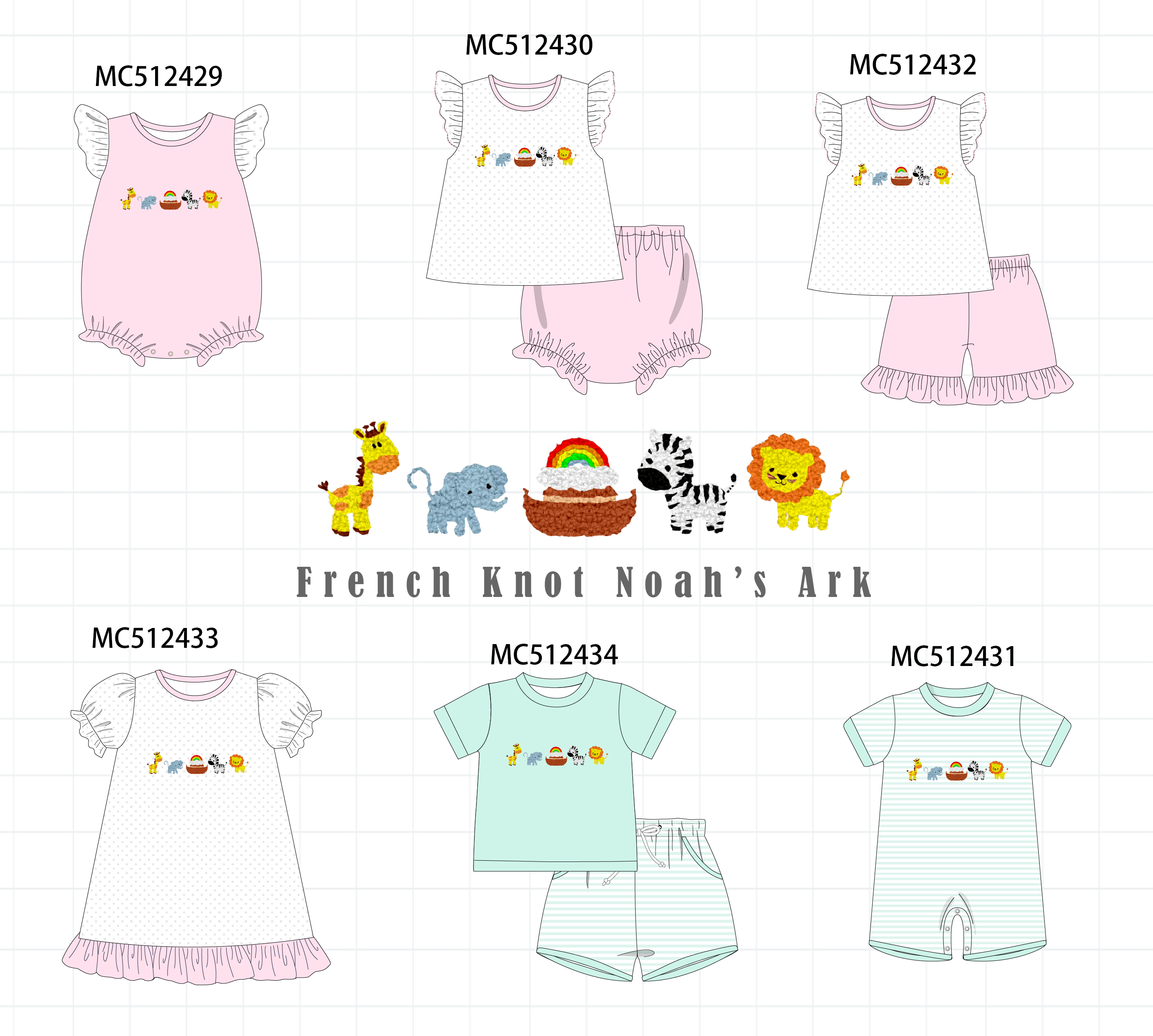 PO76 Noah's Ark french knot collection – Southern Sass Smocks